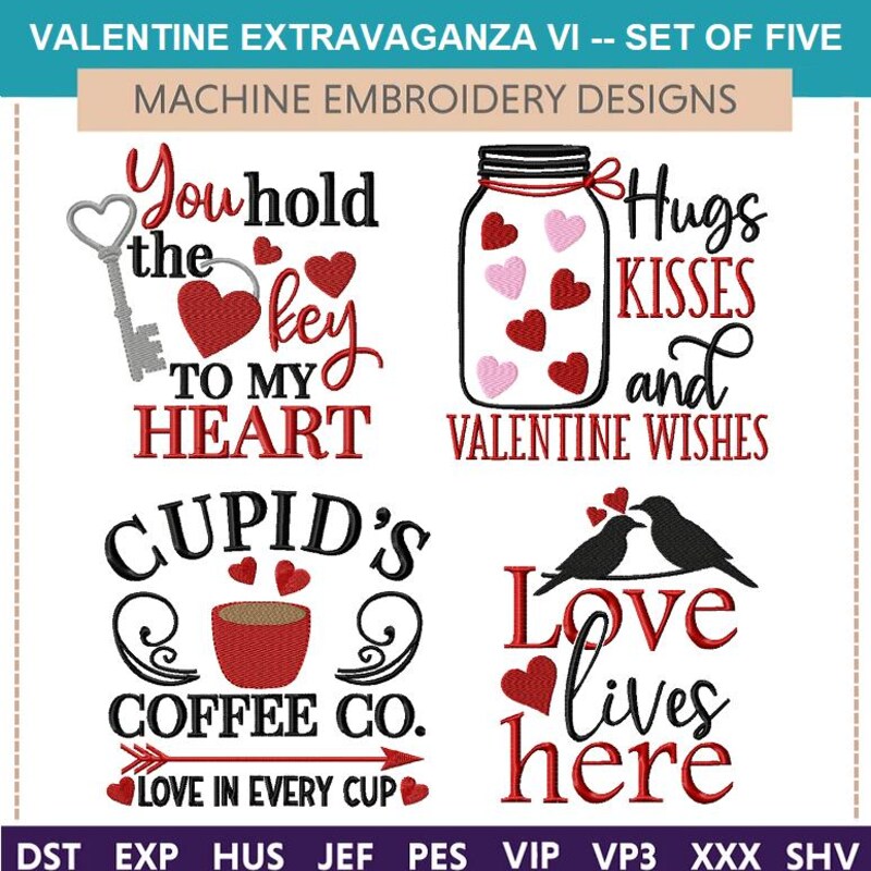 Valentine Embroidery Designs - Etsy
