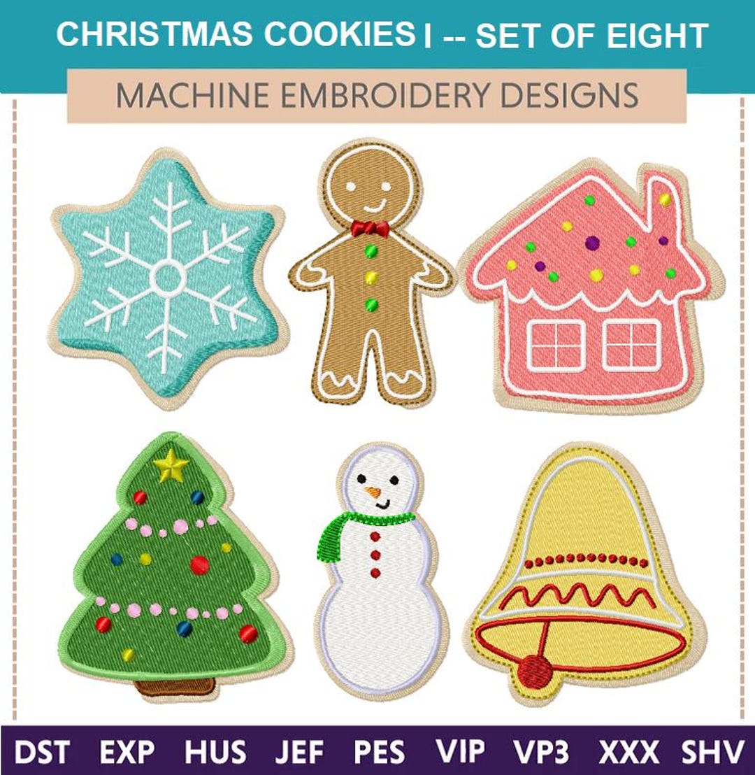 Christmas Cookies I -- Machine Embroidery Designs (set of 8) Vintage ...