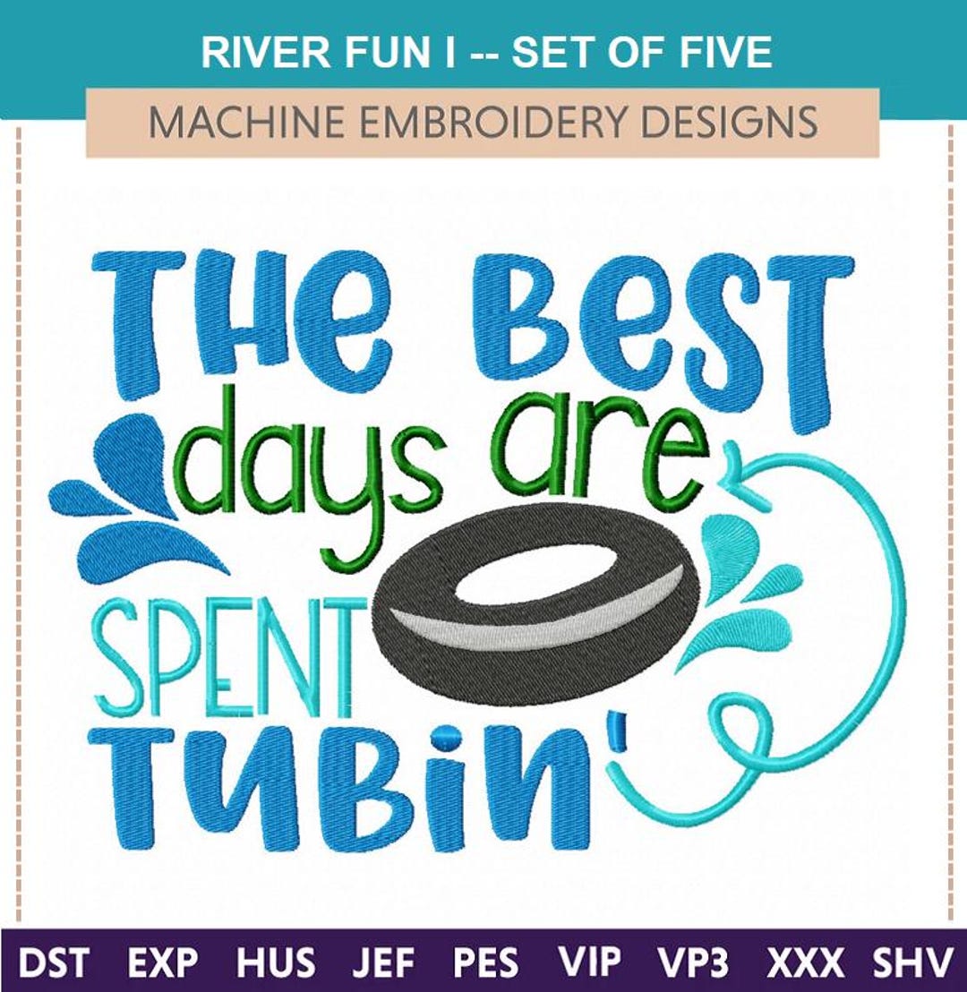 River Fun Machine Embroidery Designs, Summer Recreation (set of Five ...