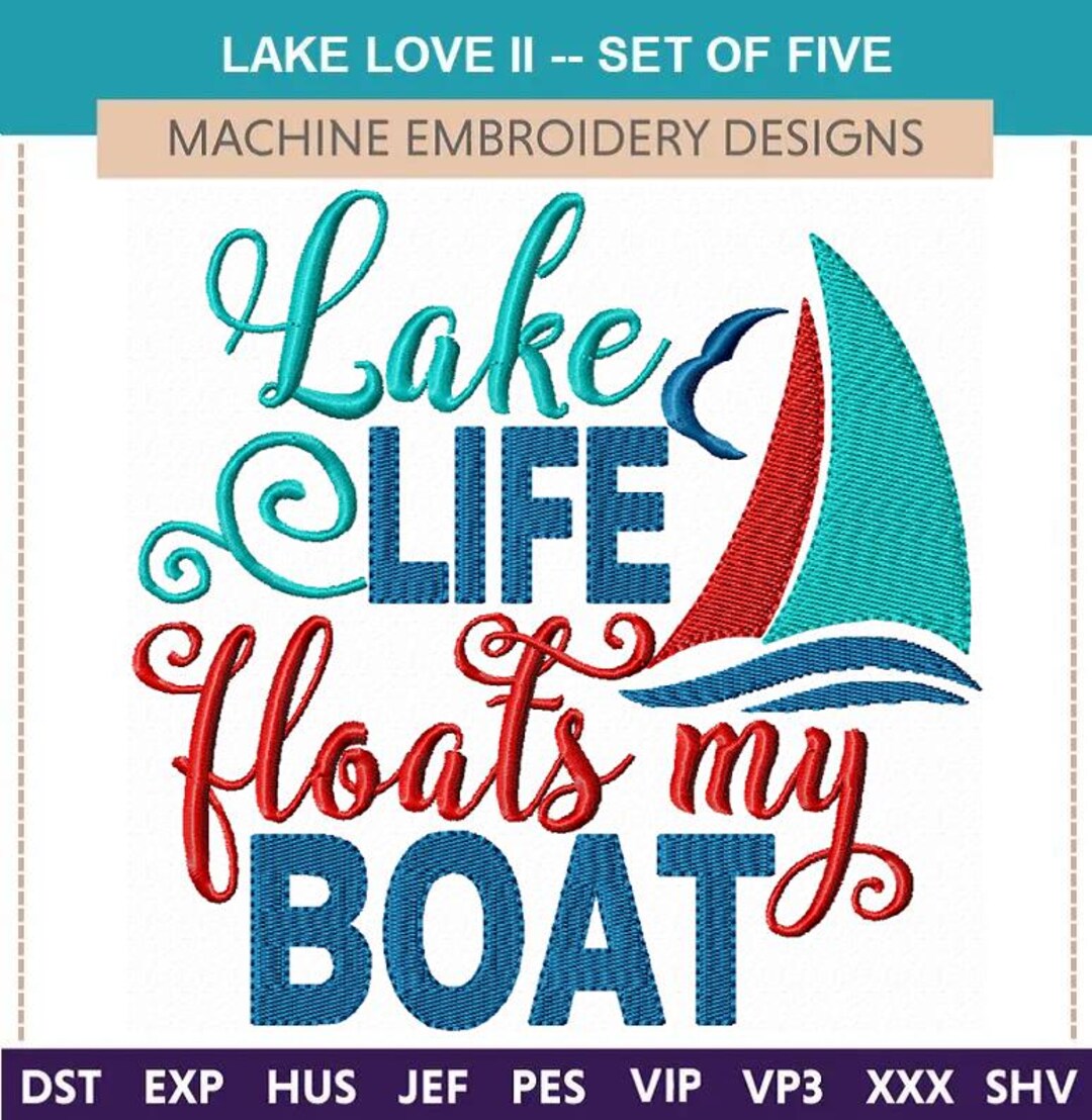 Lake Love Machine Embroidery Designs: Set of Five (5x7 & 6x10) - Etsy
