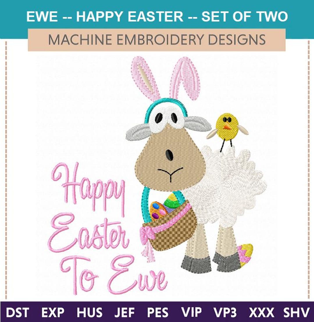 Happy Easter Sheep Embroidery Designs: Lamb, Chick (set of Two ...