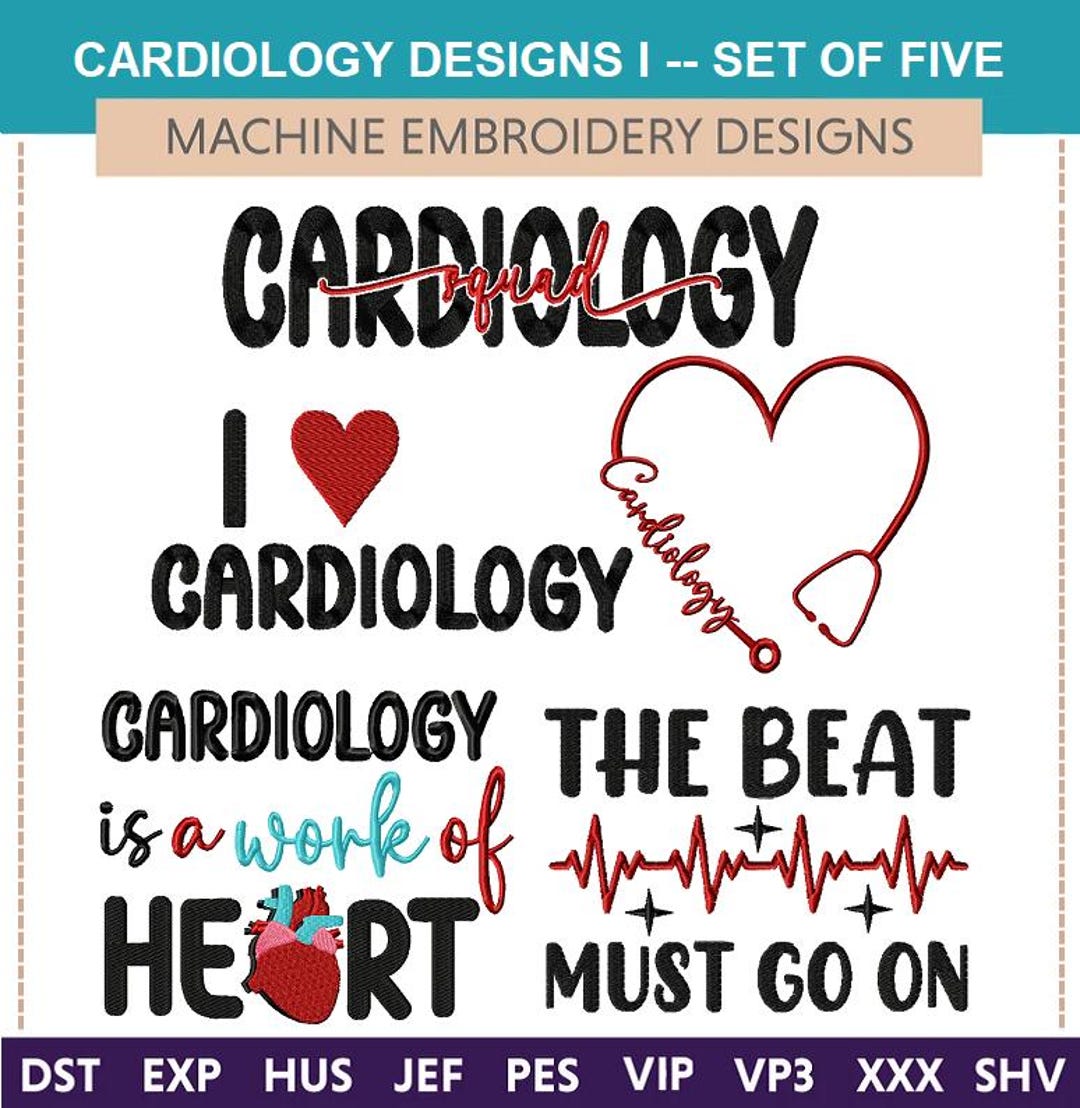 Cardiology Sayings I "machine Embroidery Designs" (set of Five) Heart ...