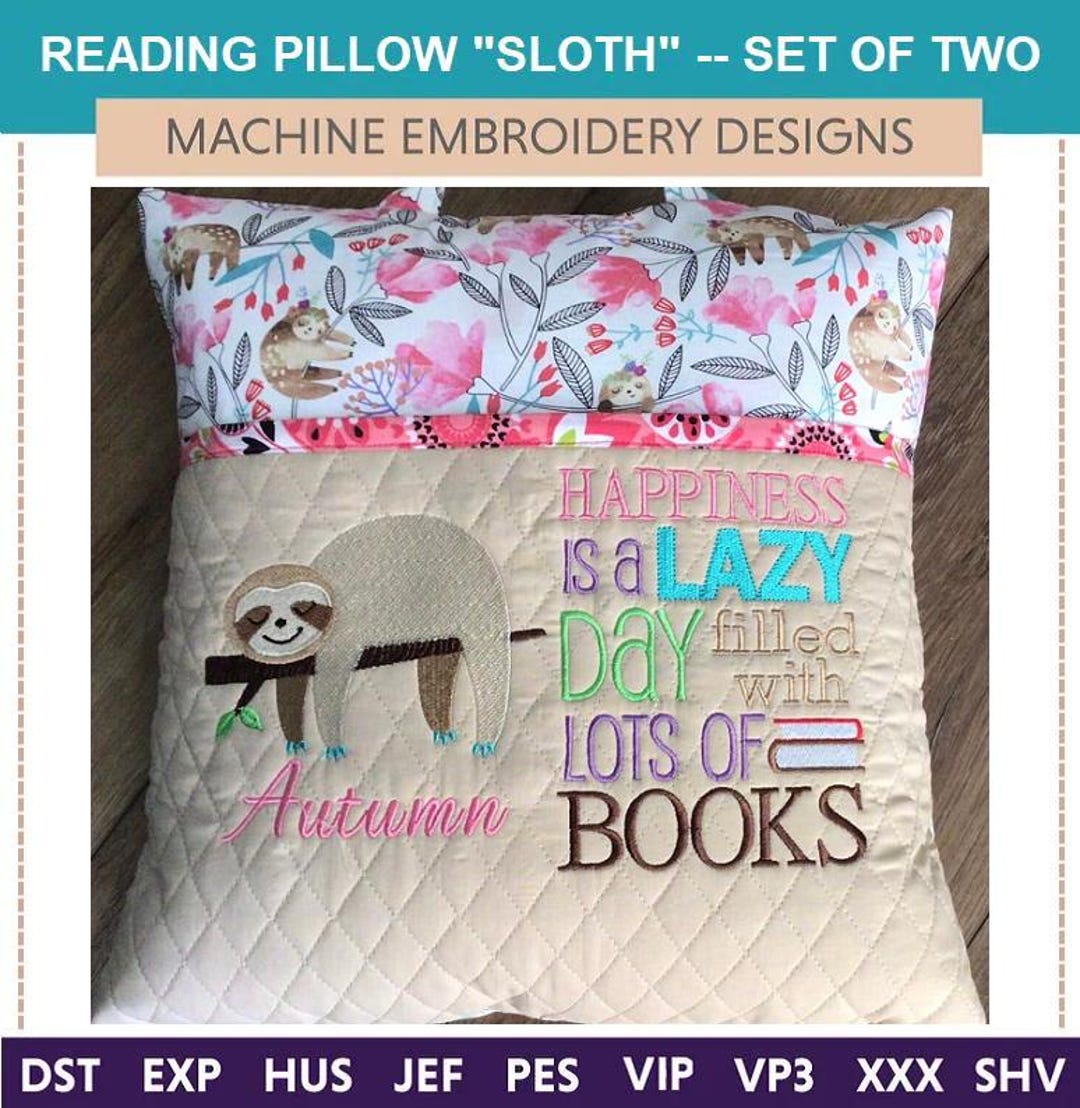 Sloth Reading Pillow -- Machine Embroidery Designs (set of Two) Free ...
