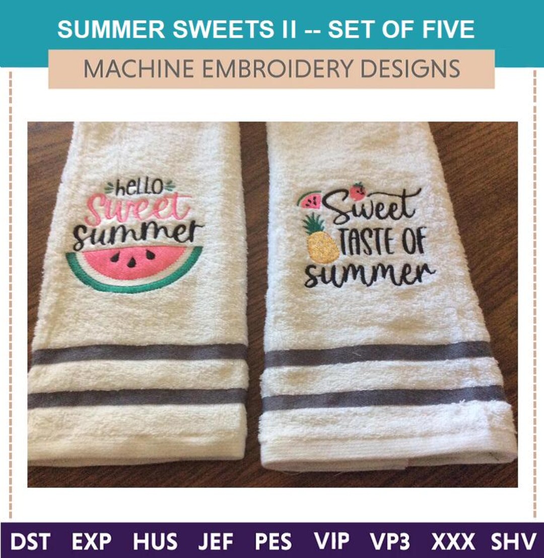 Summer Sweets Machine Embroidery Designs: Lemons, Pineapple (set of 5 ...