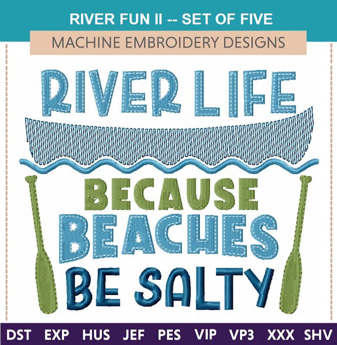 River Fun II "machine Embroidery Designs" (set of Five) Boat, Canoe ...