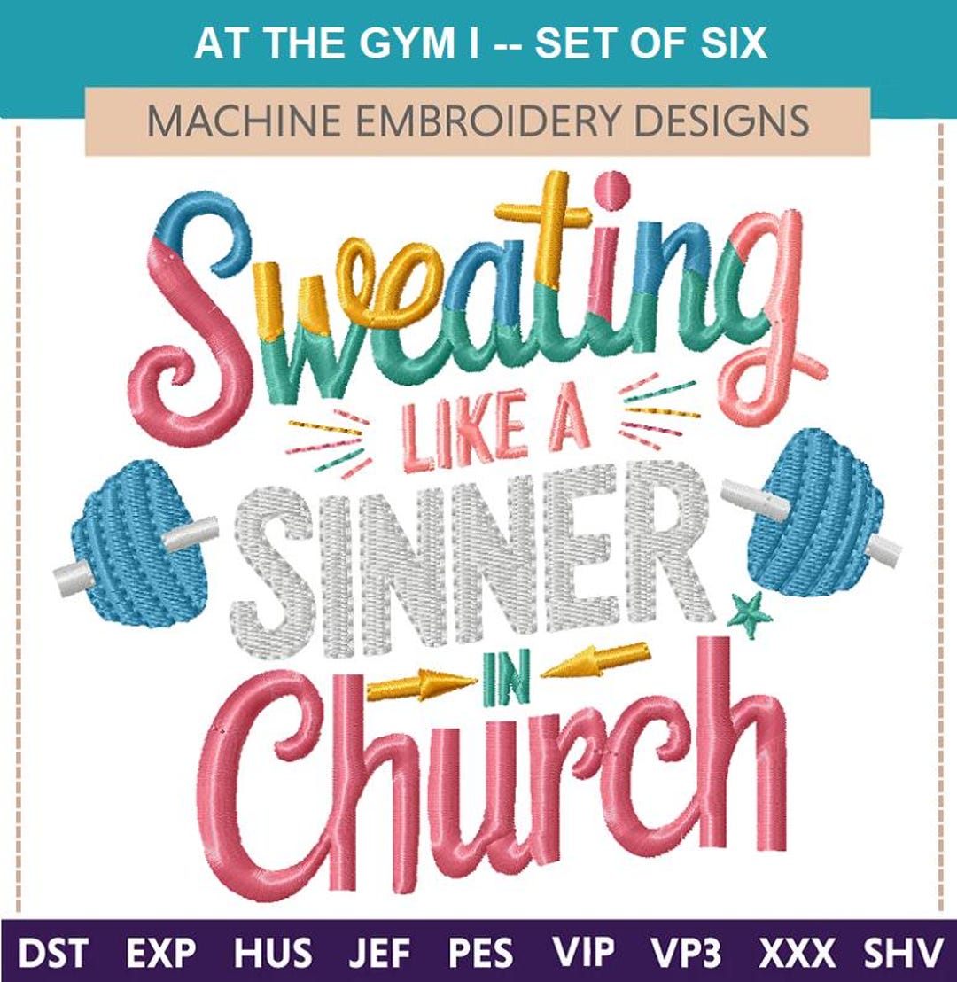 At the Gym I "machine Embroidery Designs" (set of Six) Fitness, Fit ...