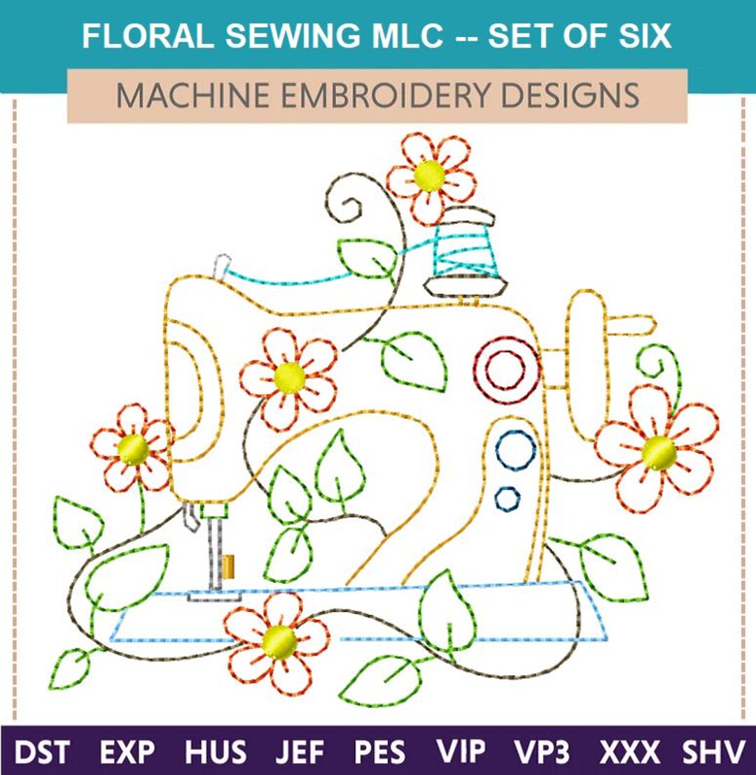 Floral Sewing Machine Embroidery Designs: Set of 6 (digital Download ...