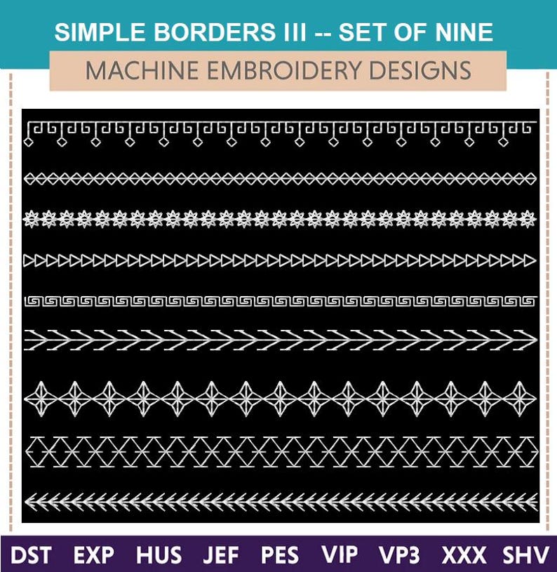 Simple Borders III "machine Embroidery Designs" (set of Nine ...