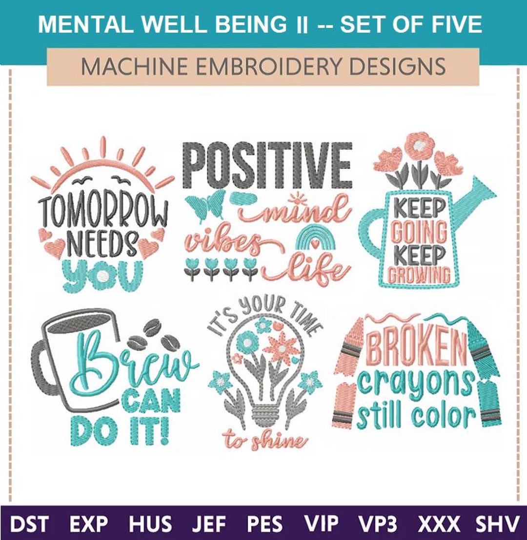 Mental Well Being II -- Machine Embroidery Designs (set of Six ...