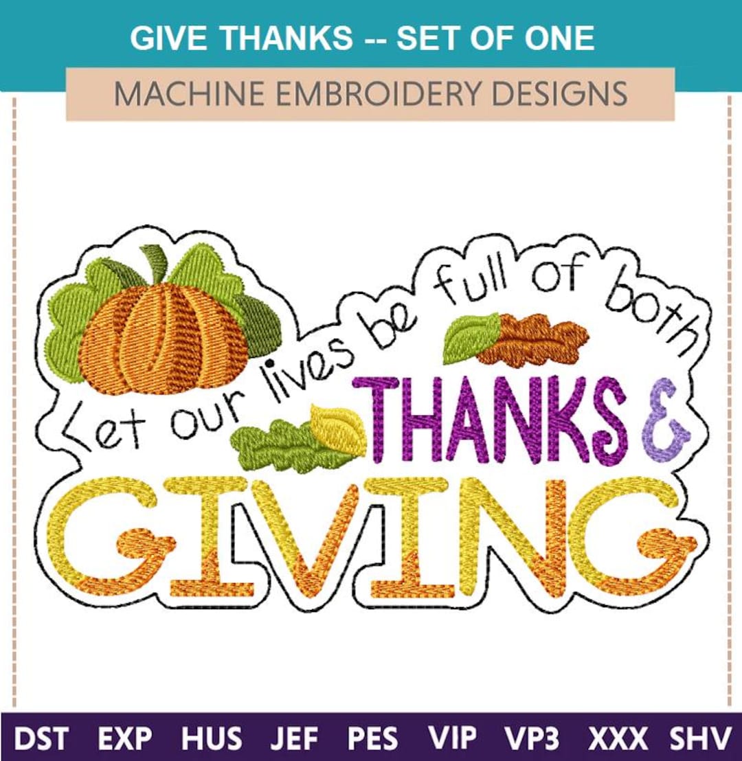Give Thanks Machine Embroidery Design: Thanksgiving (5x7) - Etsy