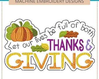 Give Thanks Machine Embroidery Design: Thanksgiving (5x7) - Etsy