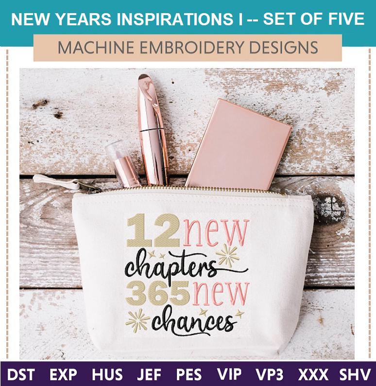 New Year Inspirations I -- Machine Embroidery Designs: Set of Five (5x7 ...
