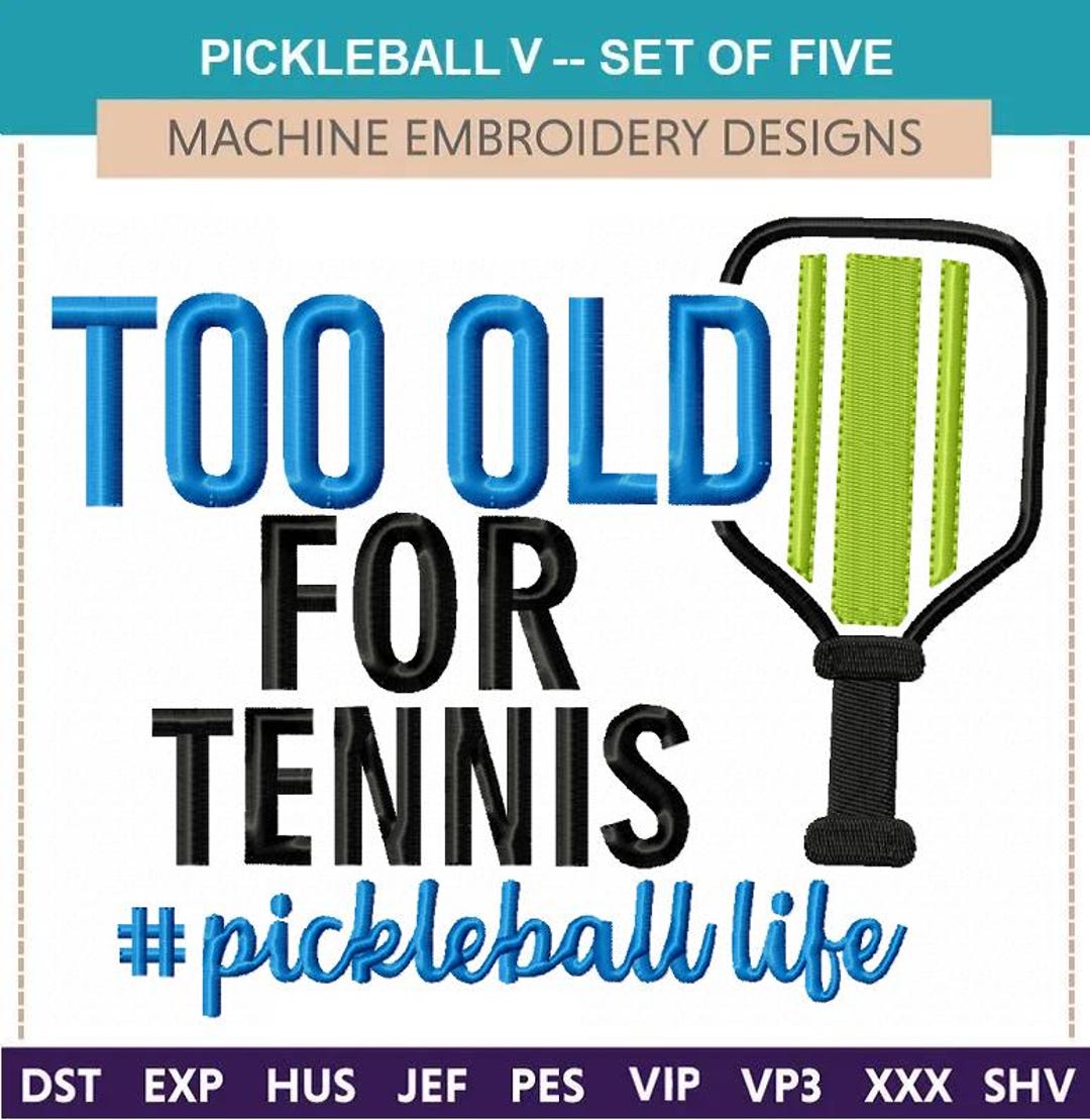 Pickle Ball V "machine Embroidery Designs" (set of Five) Designs, Dink ...