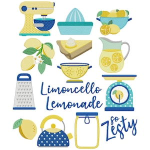 Lemon Zest I "machine Embroidery Designs" (set of 23) Teapot, Pie ...
