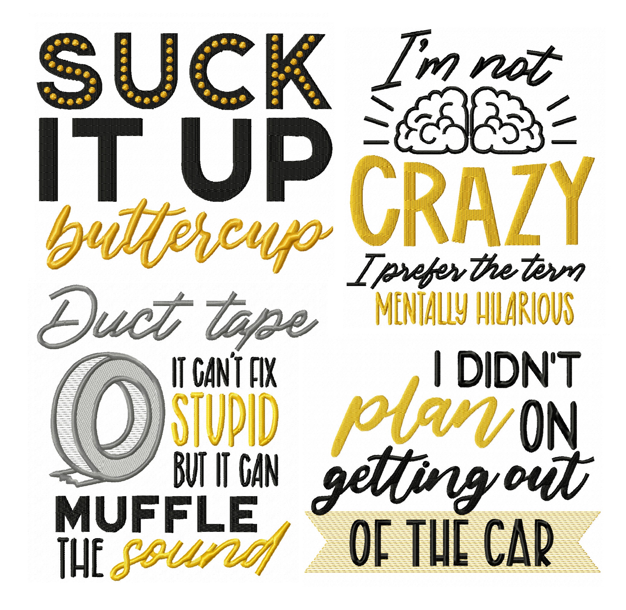 Snarky Sassy Sayings Machine Embroidery Designs (set of Six) - Etsy