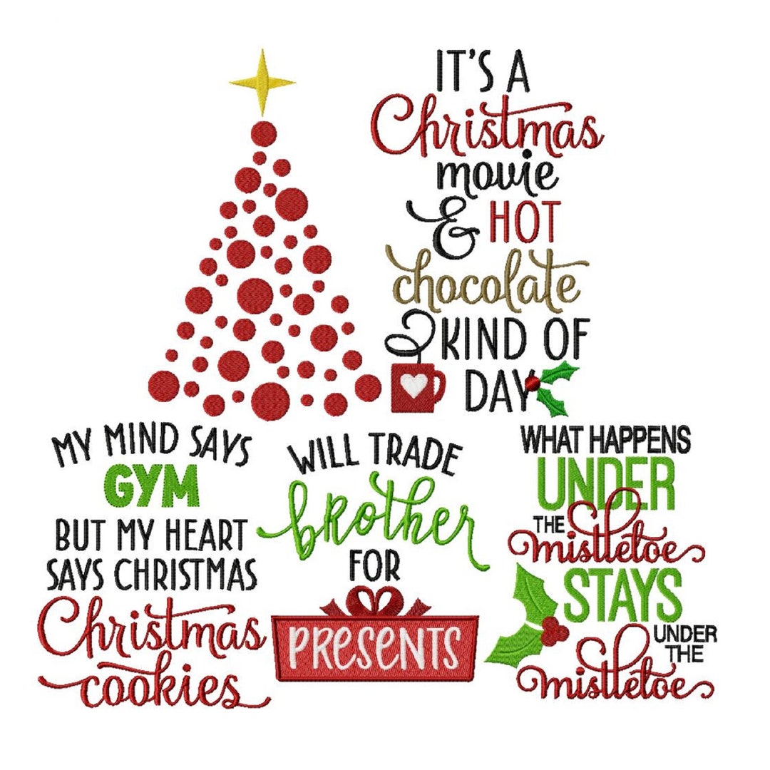 Sassy Christmas Lettering V Machine Embroidery Designs Full Set Of Five Designs Etsy