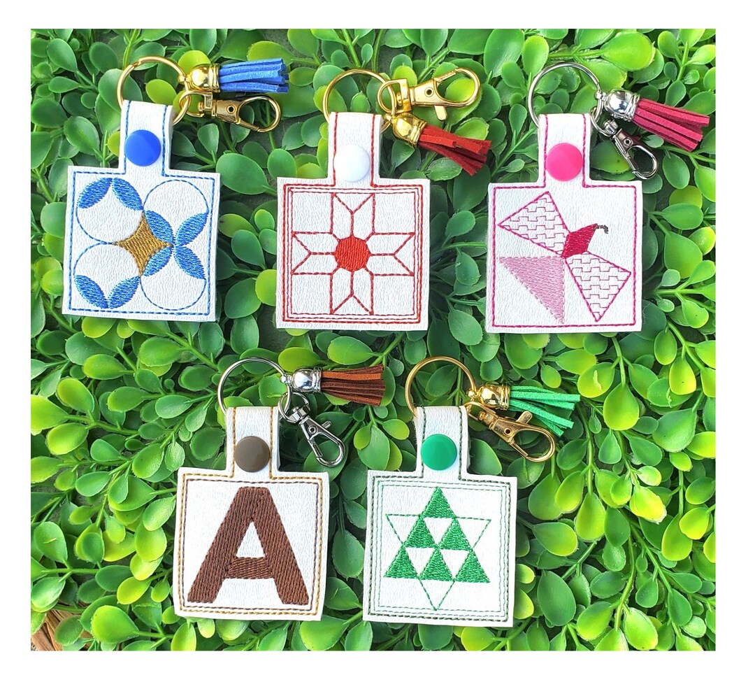 Quilt Blocks Key Fobs X machine Embroidery Design set of Five Designs ...
