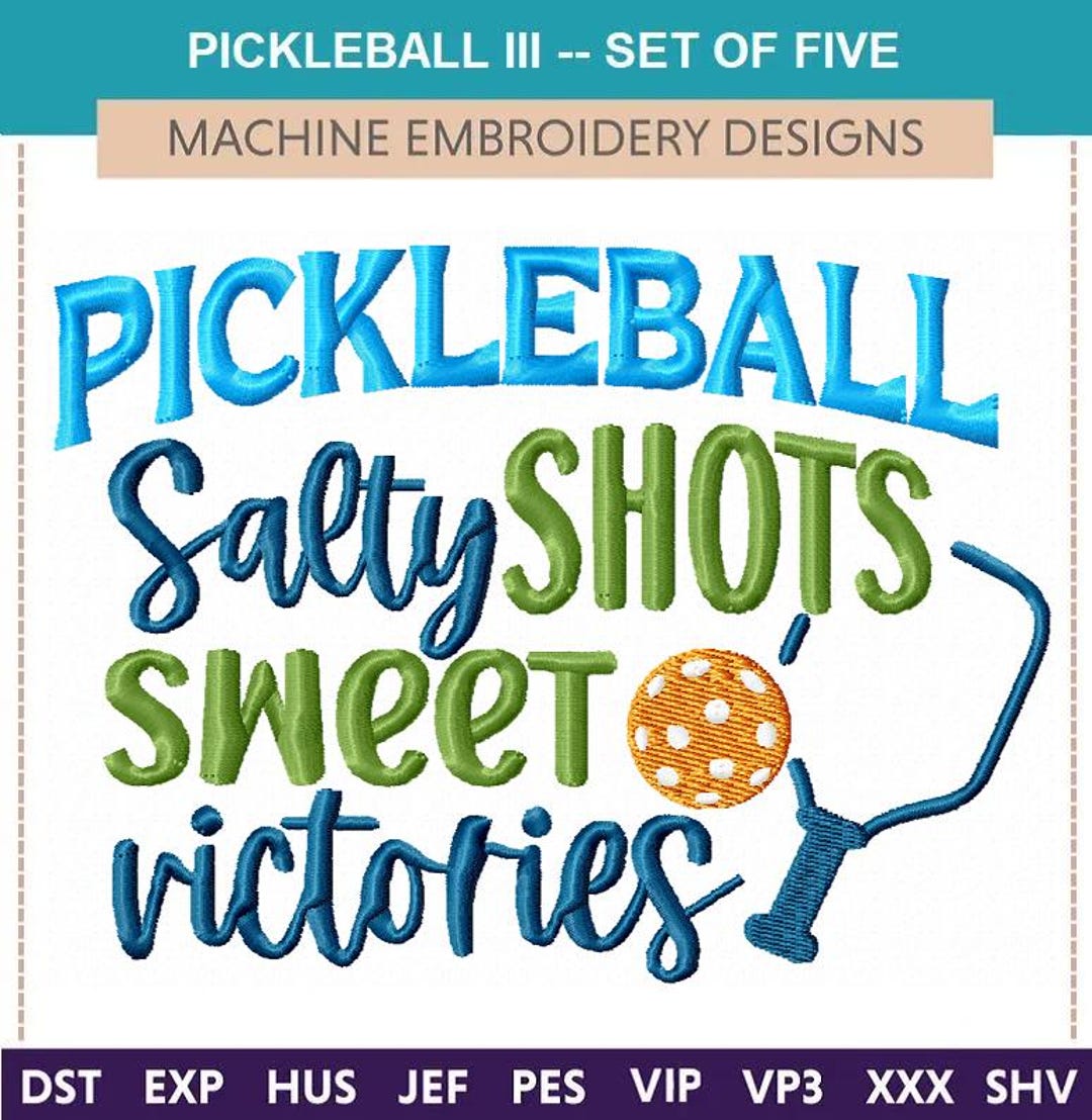 Pickleball Machine Embroidery Designs: Set of Five (4x4 & 5x7) - Etsy