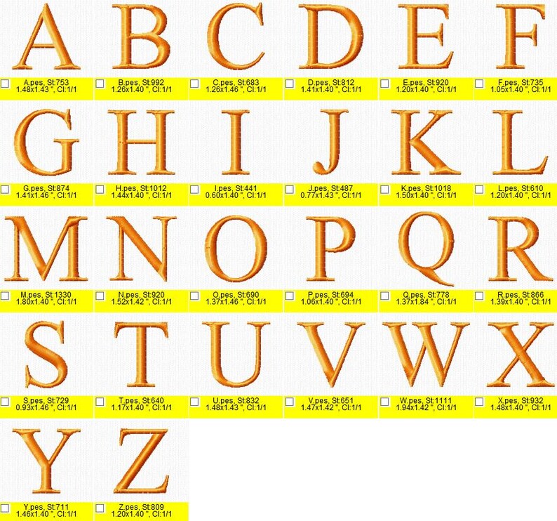 Fall Foliage Alphabet Machine Embroidery Designs: 26 Letters (4x4 & 5x7 ...