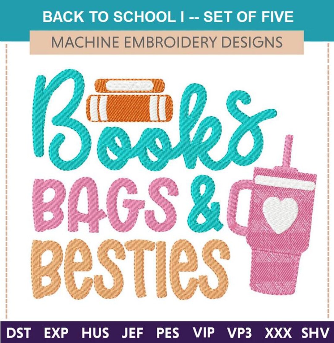 Back to School I "machine Embroidery Designs" (set of Five) Education ...
