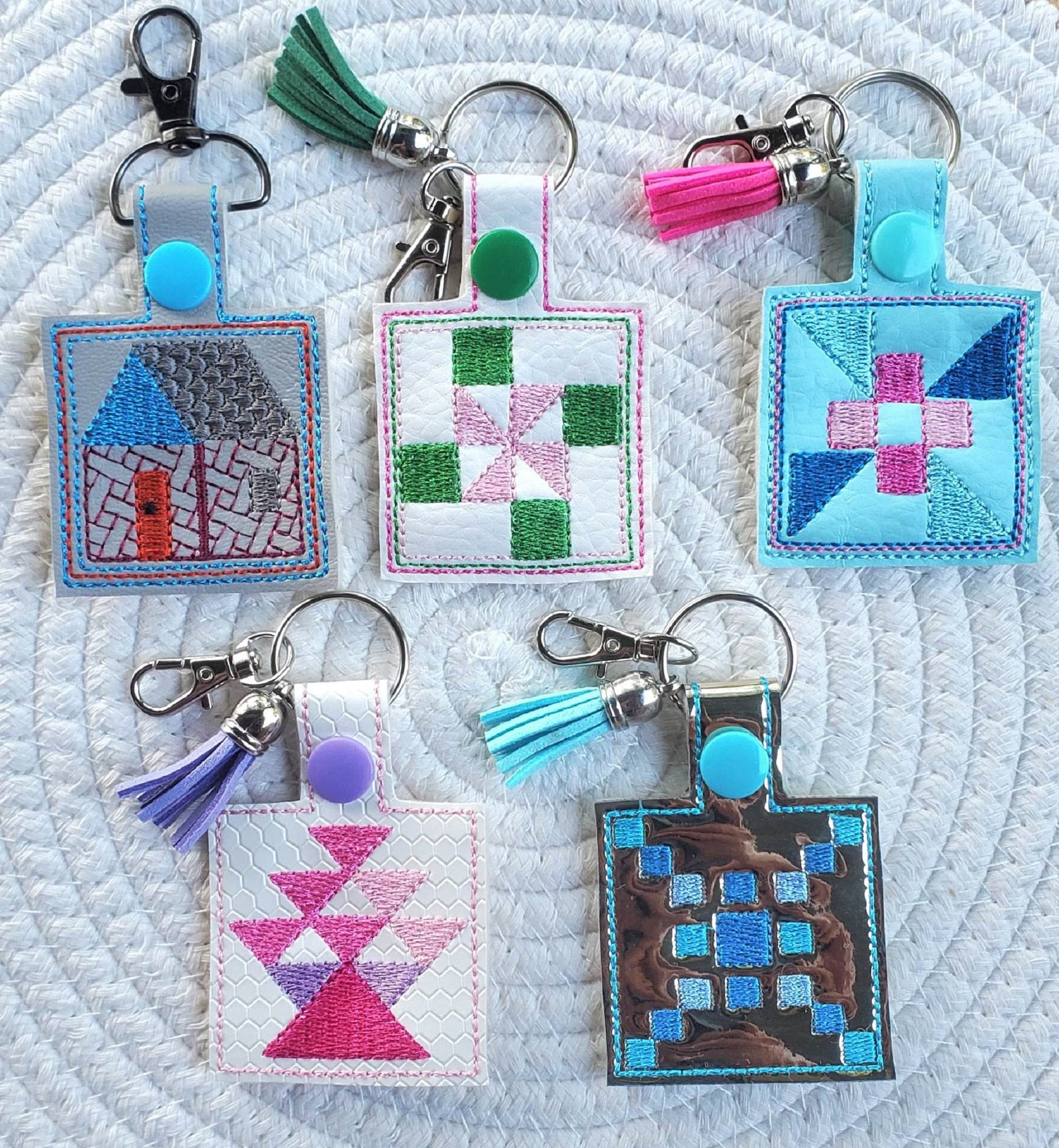 Quilt Block Key Fobs Machine Embroidery Design (set of Five) (4x4 Hoop ...