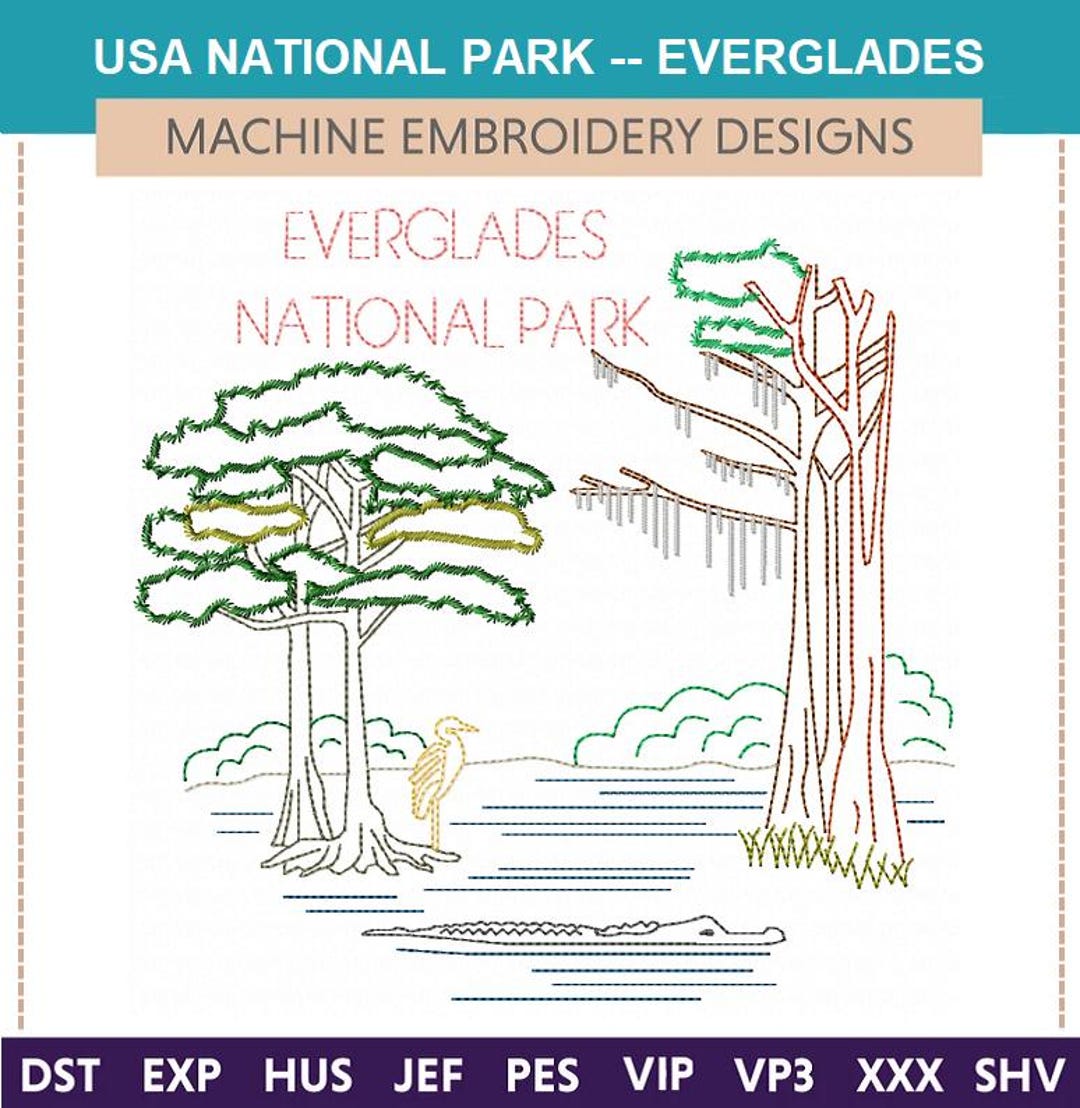 National Park Everglades "machine Embroidery Designs" (exclusive Set of ...