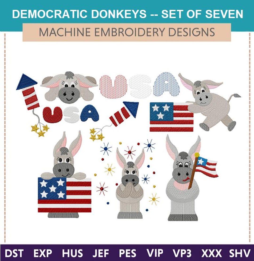 Democratic Donkey Machine Embroidery Designs (set of Seven) - Etsy