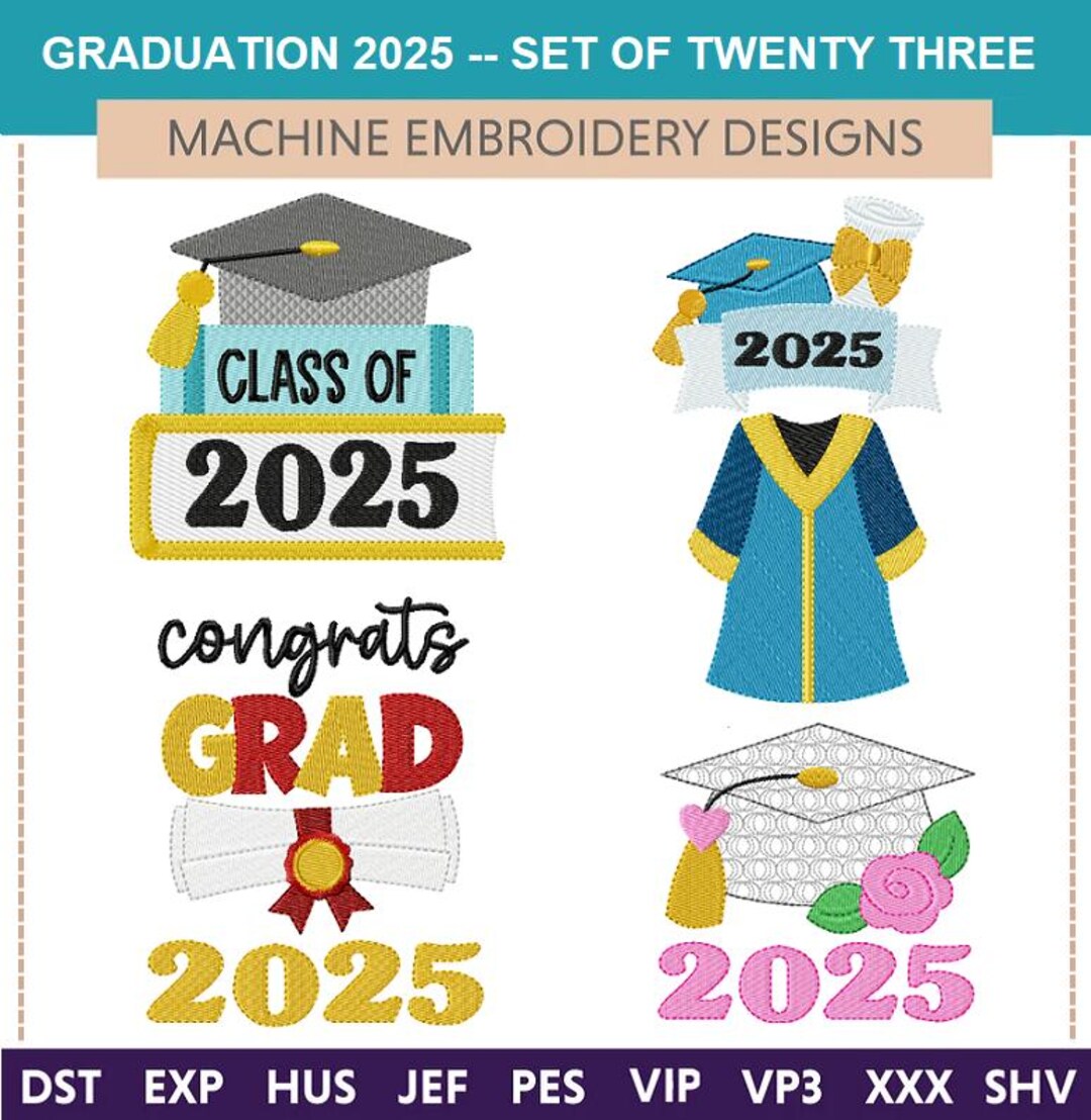 Graduation 2025 Machine Embroidery Designs: 4x4 & 5x7 (set of 23) - Etsy