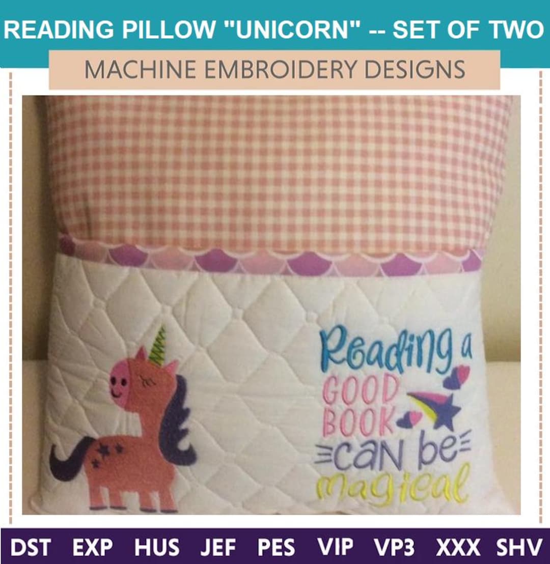 Unicorn Reading Pillow -- Machine Embroidery Designs (set of Two ...
