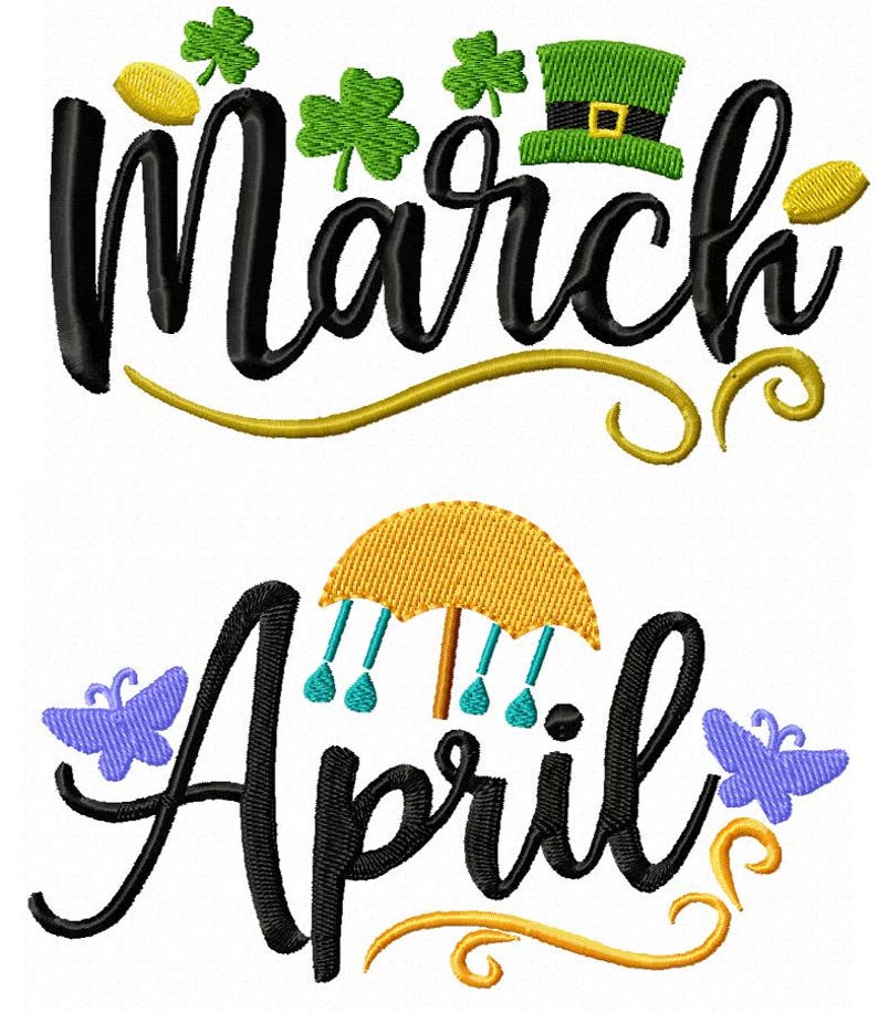 Calendar Months I -- Machine Embroidery Designs: Set of Twelve (4x4 ...