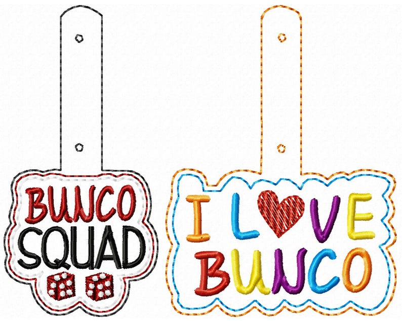 Bunco Key Fob Machine Embroidery Designs: Set of 7 (4x4 Hoop, Digital ...