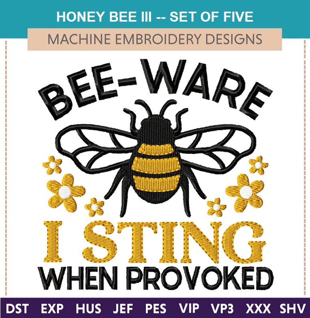 Honey Bee Machine Embroidery Designs: Set of Five (4x4 & 5x7) - Etsy