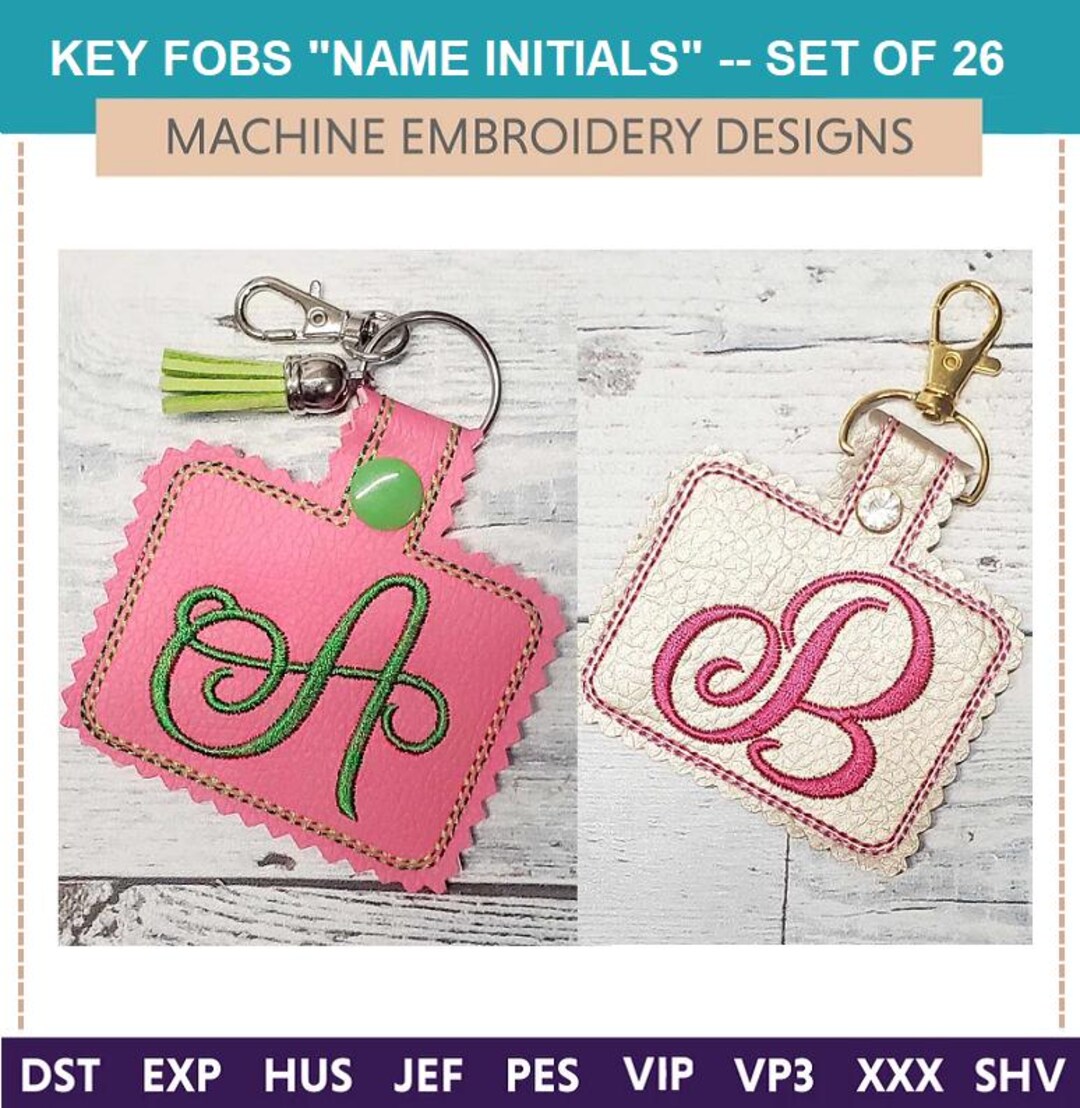 Name Initials Key Fobs Machine Embroidery Design (set of 26) - Etsy