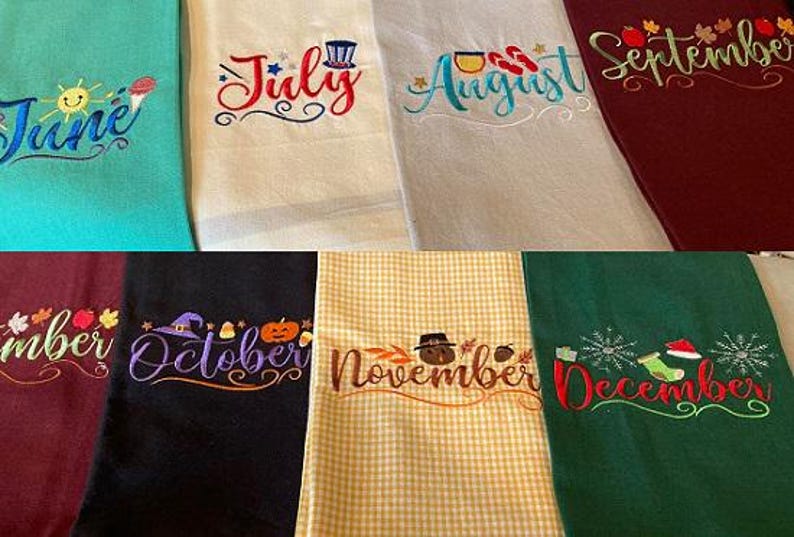 Calendar Months I -- Machine Embroidery Designs: Set of Twelve (4x4 ...