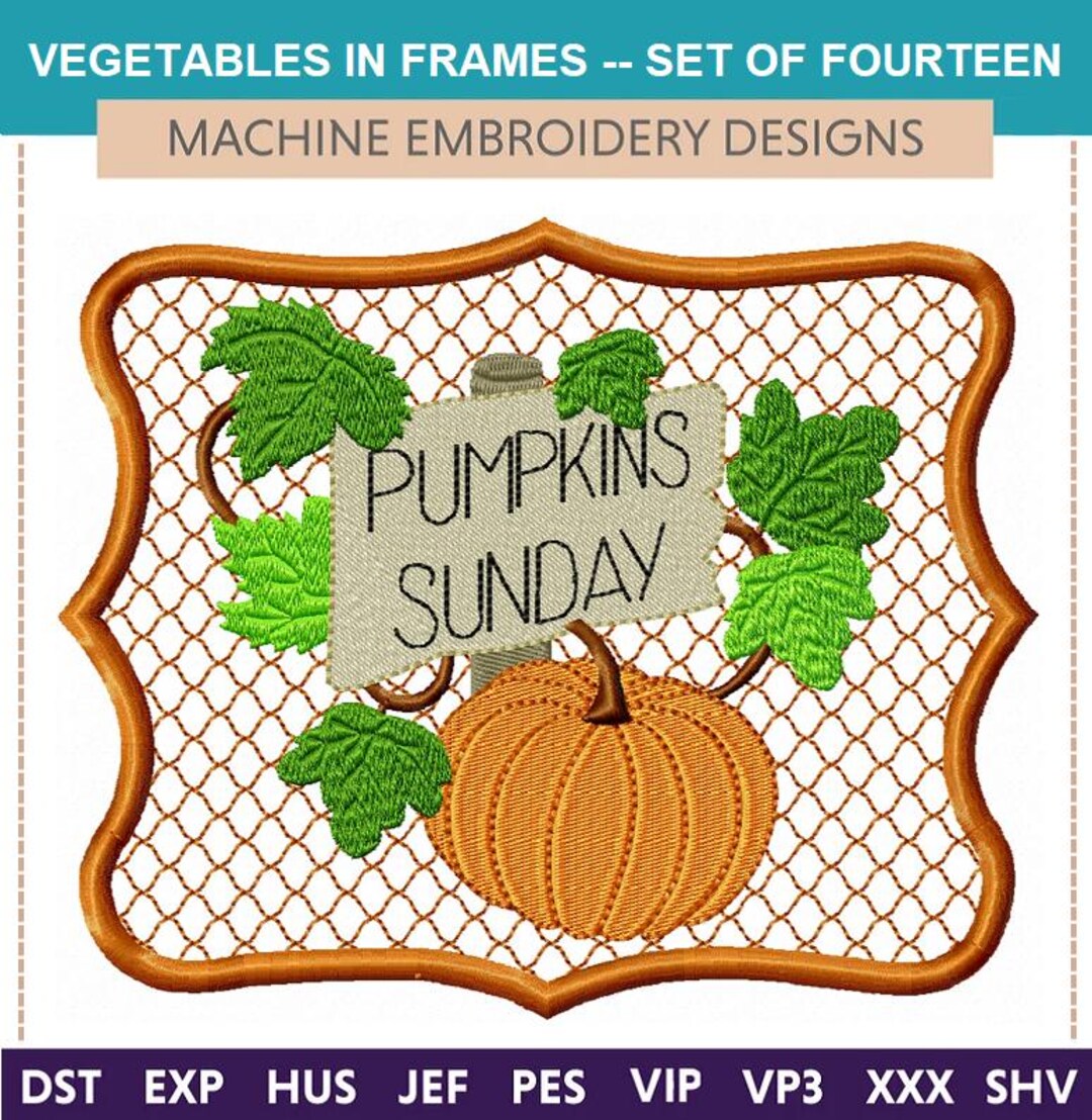 Vegetables in Frames DOW "machine Embroidery Designs" (full Set of ...