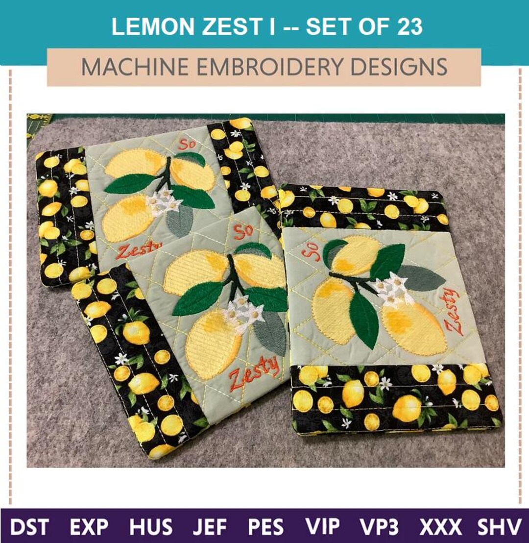 Lemon Zest I "machine Embroidery Designs" (set of 23) Teapot, Pie ...