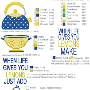 Lemon Zest I "machine Embroidery Designs" (set of 23) Teapot, Pie ...