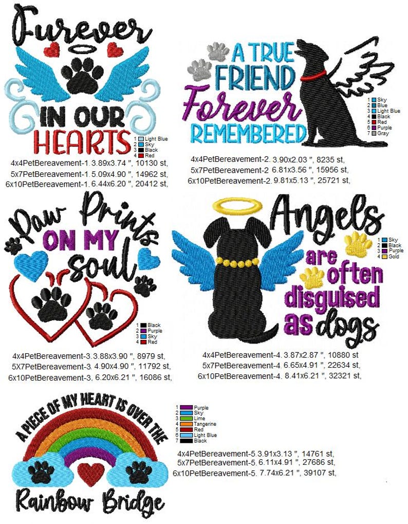 Pet Memorial Machine Embroidery Designs: Rainbow Bridge (set of Five ...