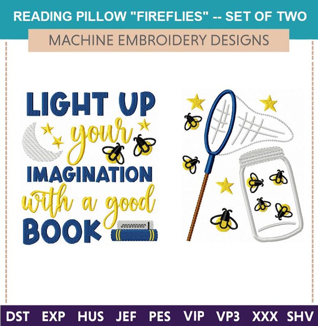 Fireflies Reading Pillow -- Machine Embroidery Designs (set of Two ...
