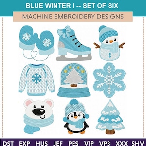 Blue Winter "machine Embroidery Designs" (full Set of Nine Designs ...