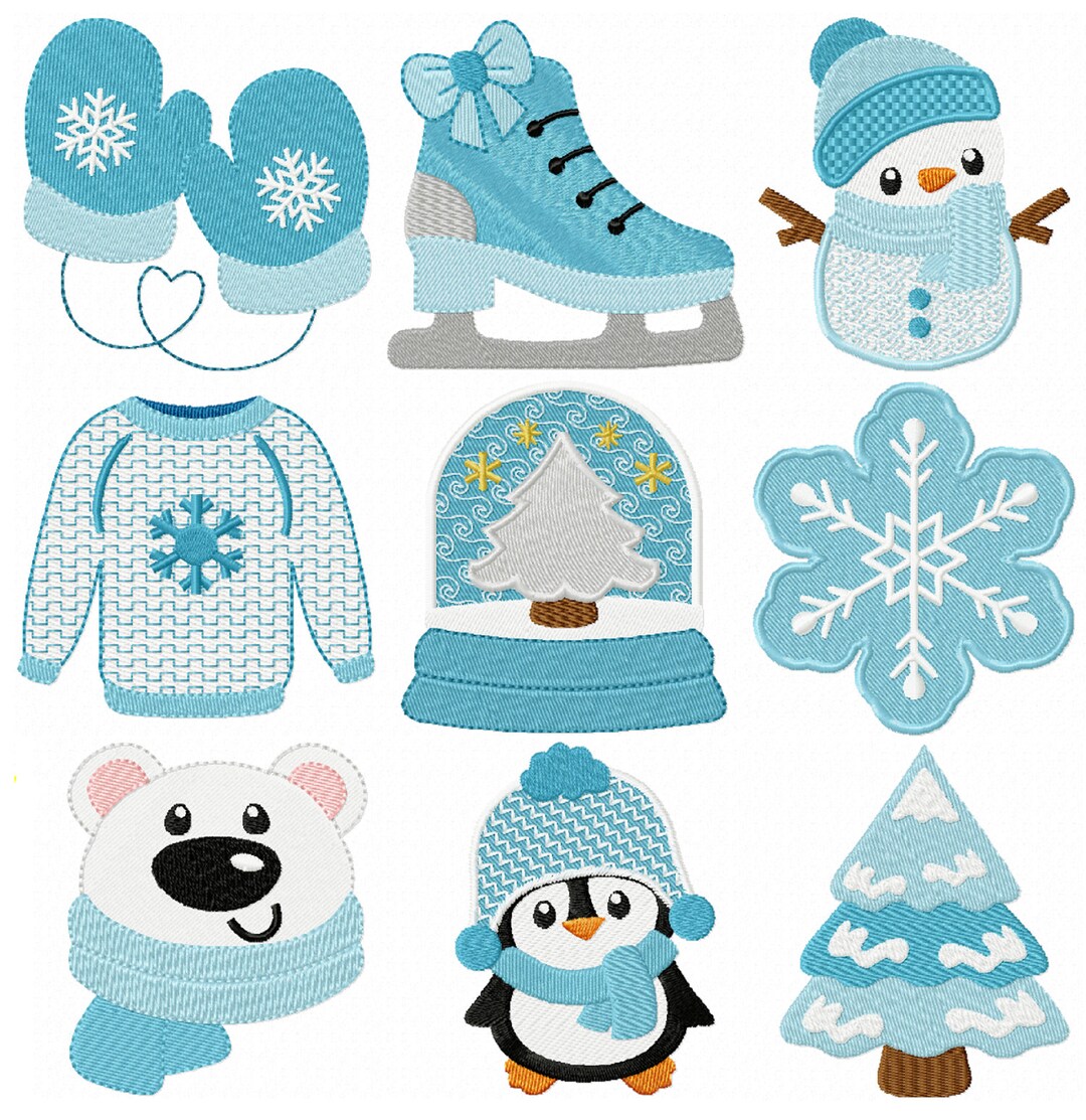 Blue Winter machine Embroidery Designs full Set - Etsy