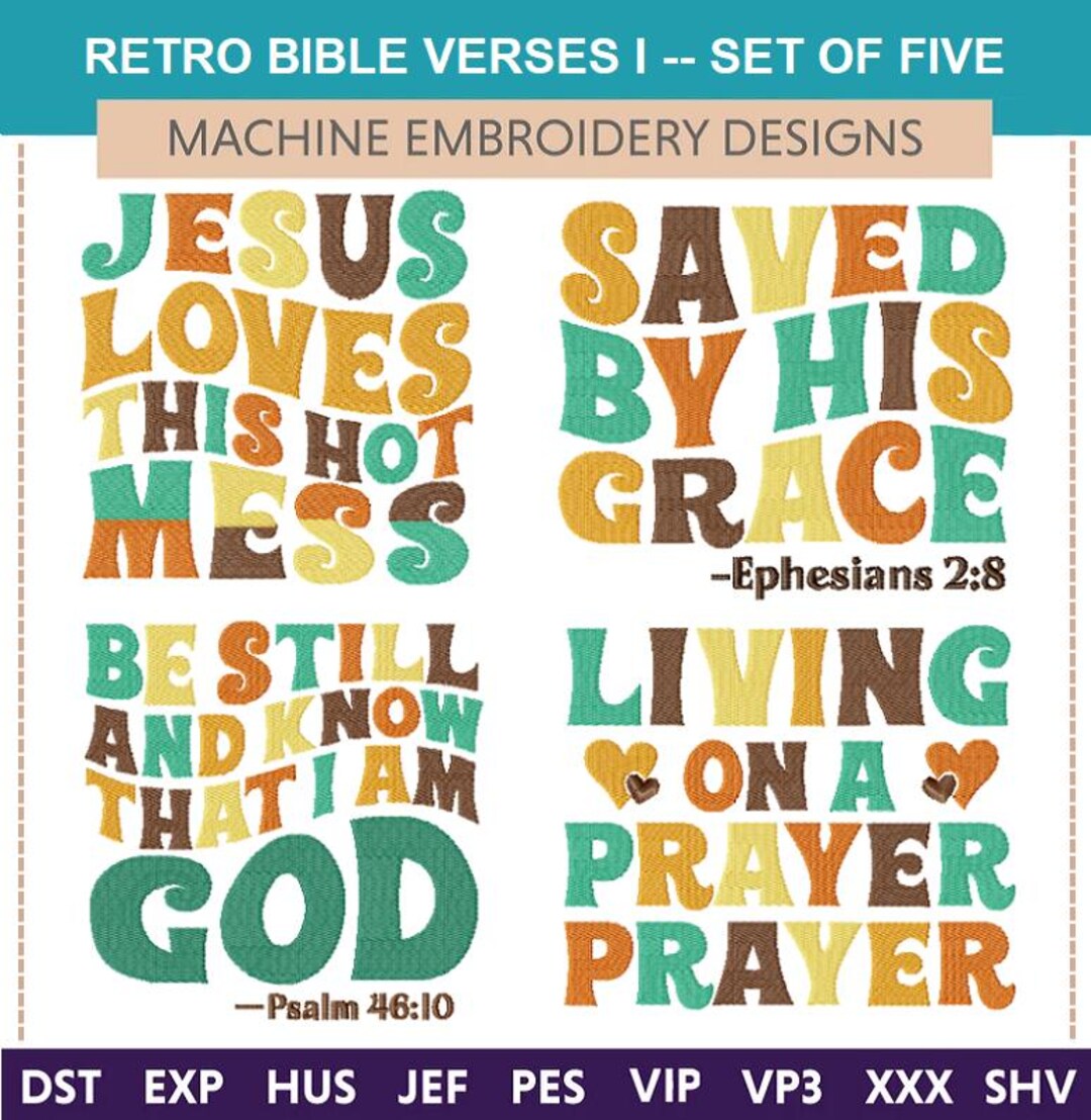 Retro Bible Verses I -- Machine Embroidery Designs (set of Five) - Etsy