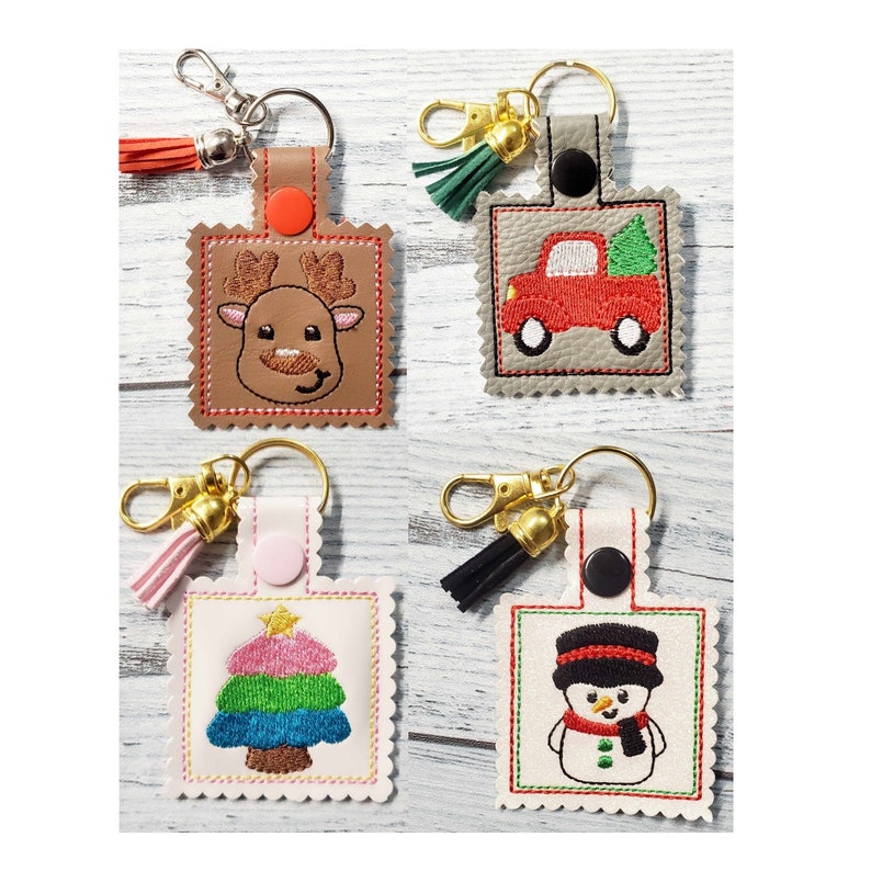 Christmas Key Fobs Machine Embroidery Designs: Set of 12 (4x4 Hoop) - Etsy