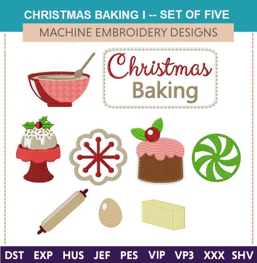 Christmas Baking Machine Embroidery Designs, Set of 9 (5x7, 4x4) - Etsy