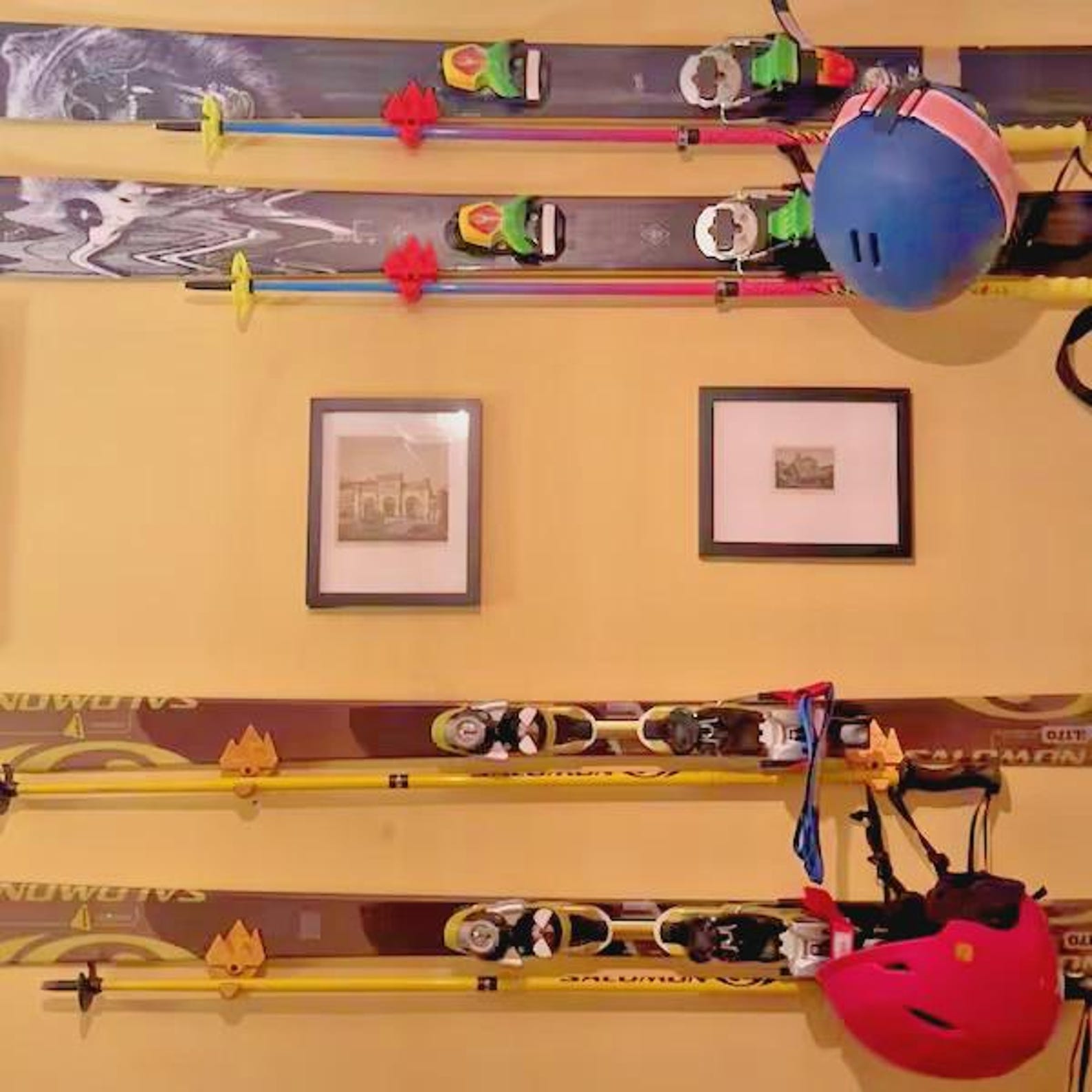 Wall Mount for Skis Display & Storage With Hooks, 4 Pack Set - Etsy