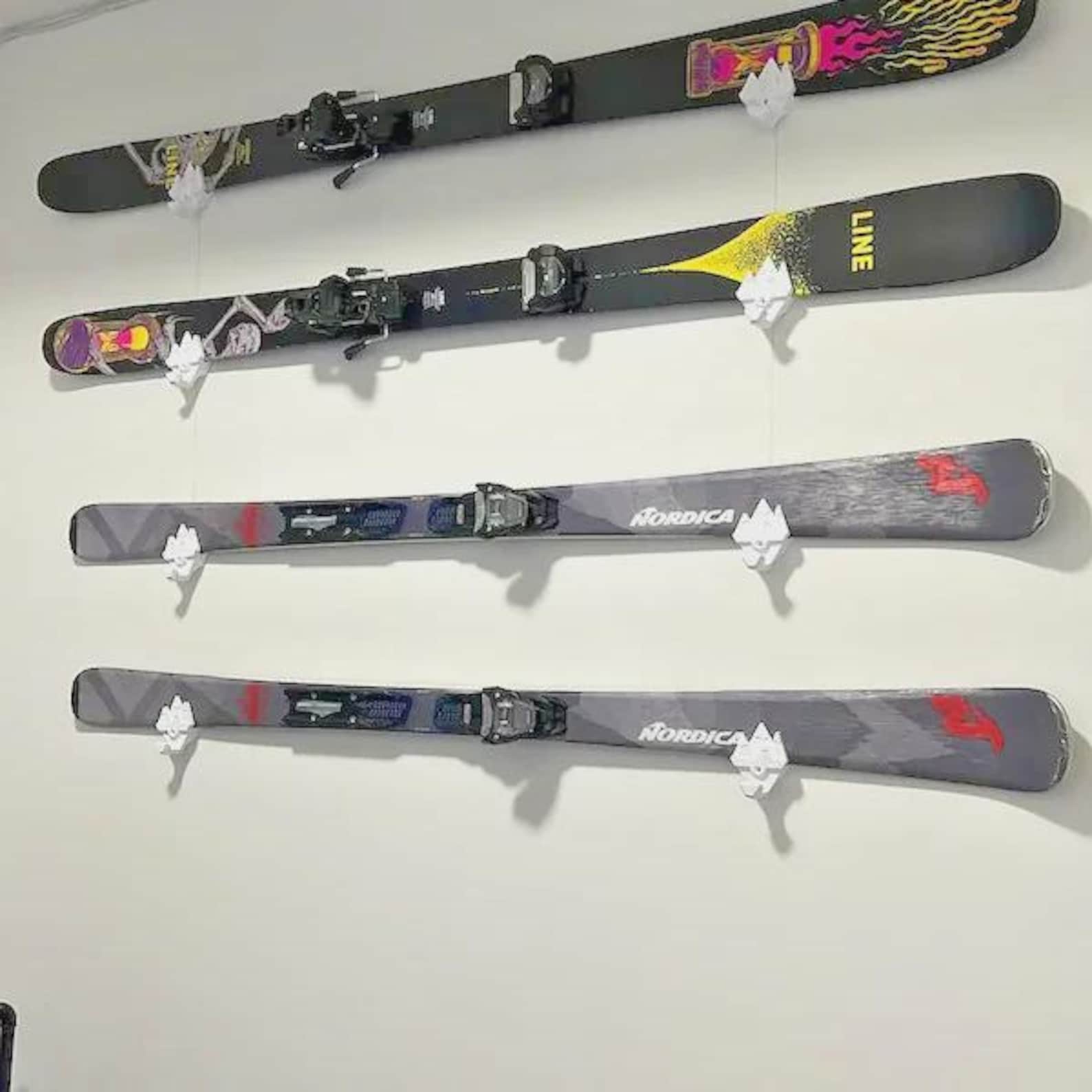 Wall Mount for Skis Display & Storage With Hooks, 4 Pack Set - Etsy