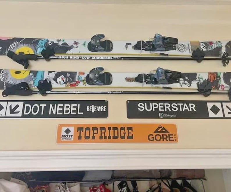 Wall Mount for Skis Display & Storage With Hooks, 4 Pack Set - Etsy