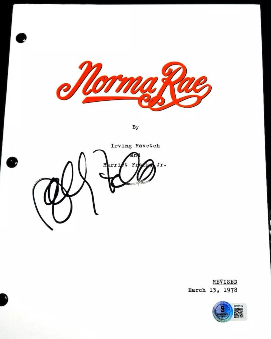 Sally Field Autographed Signed Norma Rae Full Movie Script BECKETT COA ...