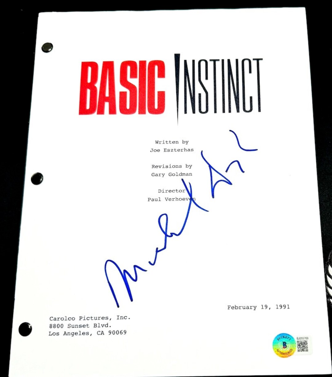 Michael Douglas Signed Autographed Basic Instinct Movie Script BECKETT ...
