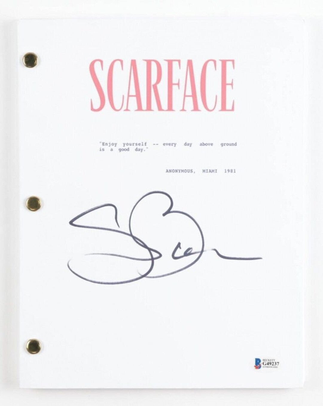 Steven Bauer Autographed Signed Scarface Full Movie Script BECKETT COA ...